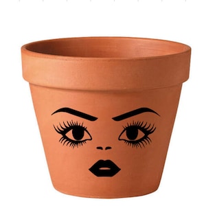 Vinyl Decal: Flower Pot Face design CP05A / Fishbowl DIY / Clay ...