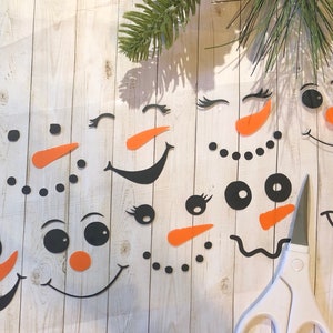 Vinyl Decal: Sheet of 10 Mixed Design Snowman Face Vinyl D.I.Y Decal ...