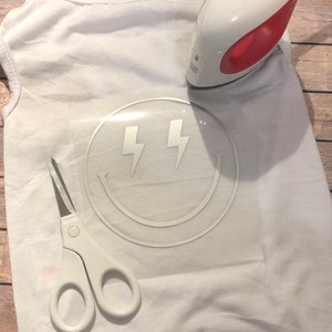 Iron on / HTV: Lightning Bolt Happy Face Iron-on Decal / T-shirt Design ...