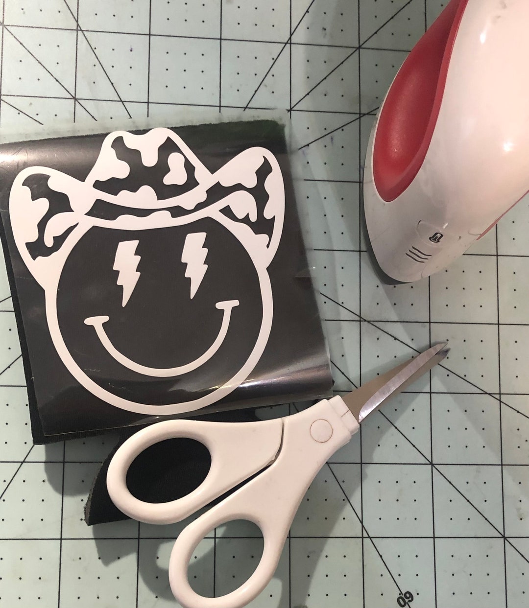 Iron on / HTV: Cowboy Hat Lightning Bolt Smiley Face Iron-on Decal / T ...