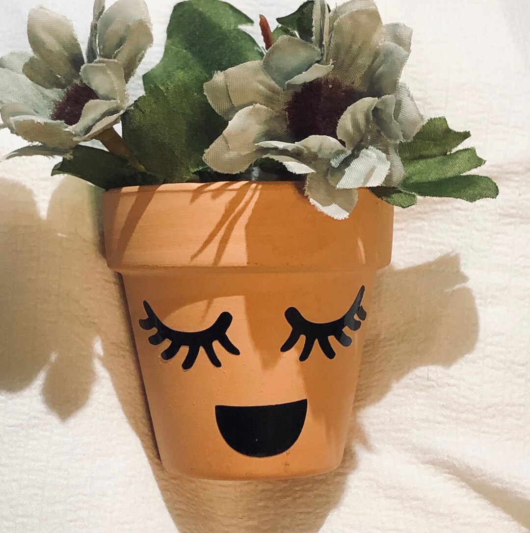 Vinyl Decal: Flower Pot Face / Fishbowl DIY / Clay / Flower Pot DIY ...