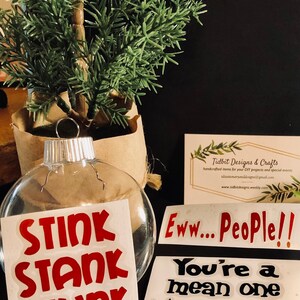 Vinyl Decal: Sheet of Christmas Bah Hum Bug/ Stink Stank Stunk and More ...