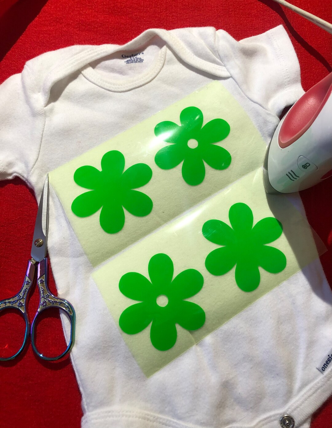 Iron on / HTV: Sheet of Flower Iron on Decal / T-shirt / DIY Projects ...