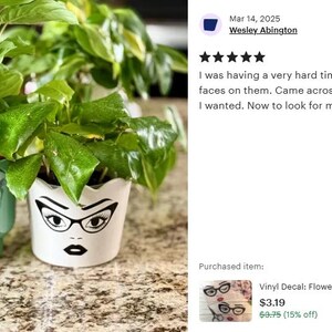 Vinyl Decal: Flower Pot Face Design CP06 / Fishbowl DIY / Clay / Flower ...
