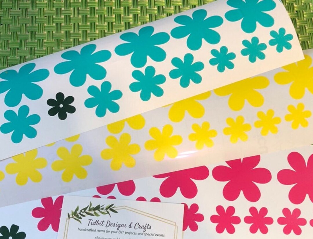 Vinyl Decal: Sheet of Retro Flower Vinyl Decals / D.I.Y/ Christmas/ as ...