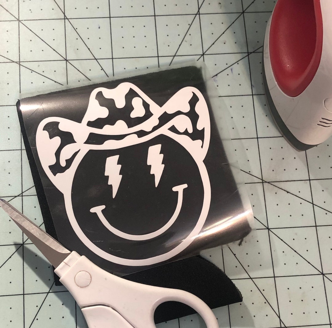 Iron on / HTV: Cowboy Hat Lightning Bolt Smiley Face Iron-on - Etsy