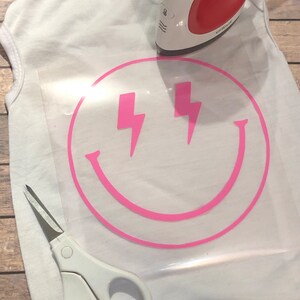Iron on / HTV: Lightning Bolt Happy Face Iron-on Decal / T-shirt Design ...