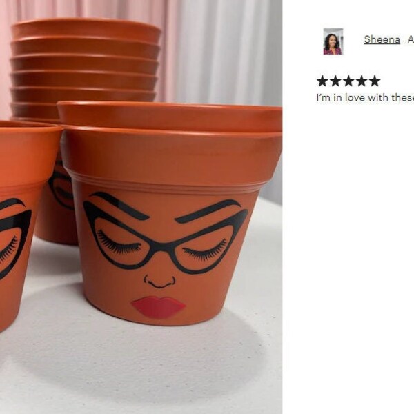 Flower Pot Faces Decals - Etsy