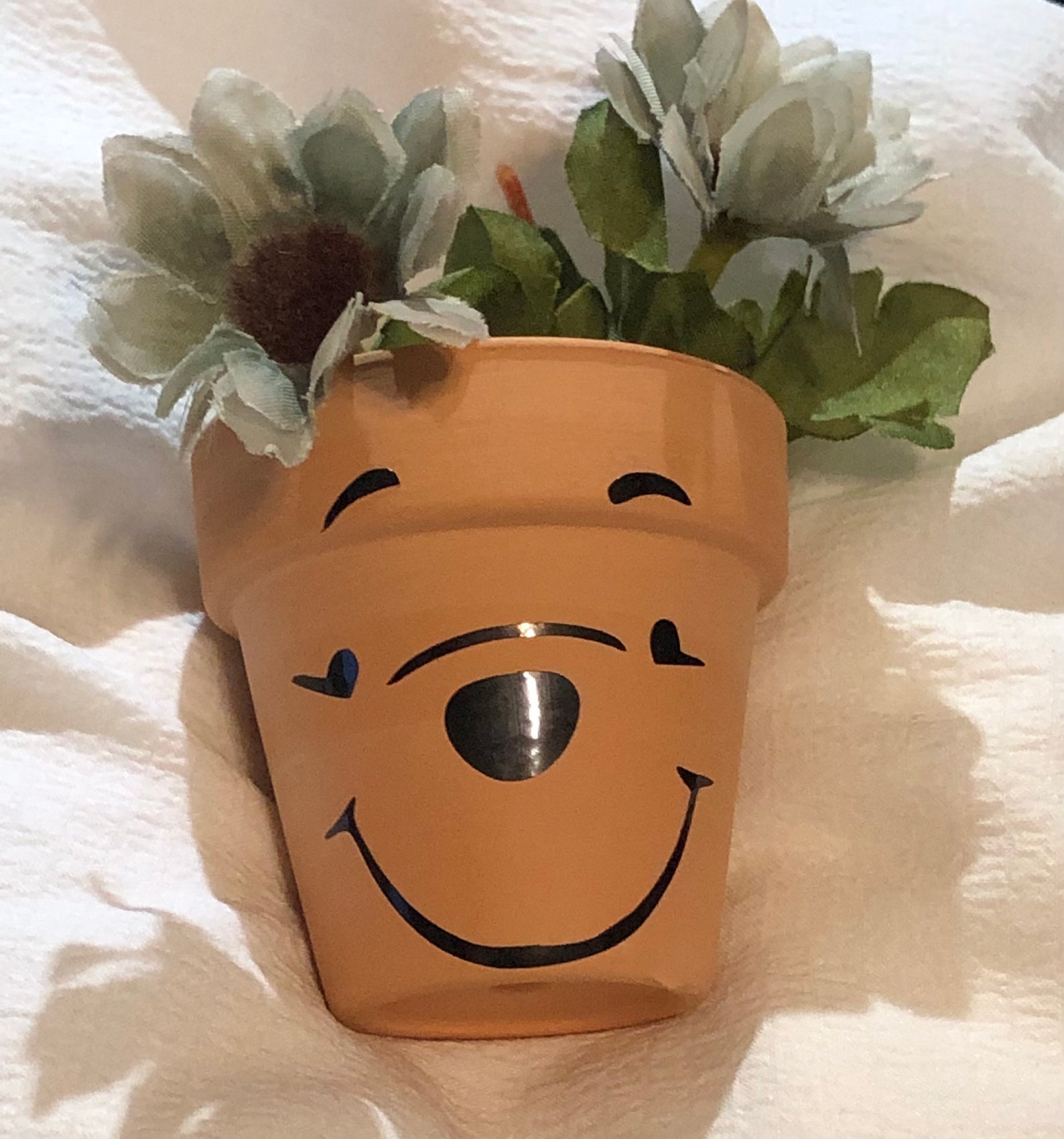 Vinyl Decal: Cute Bear Face Vinyl Decal / Flower Pot Face / Fishbowl ...