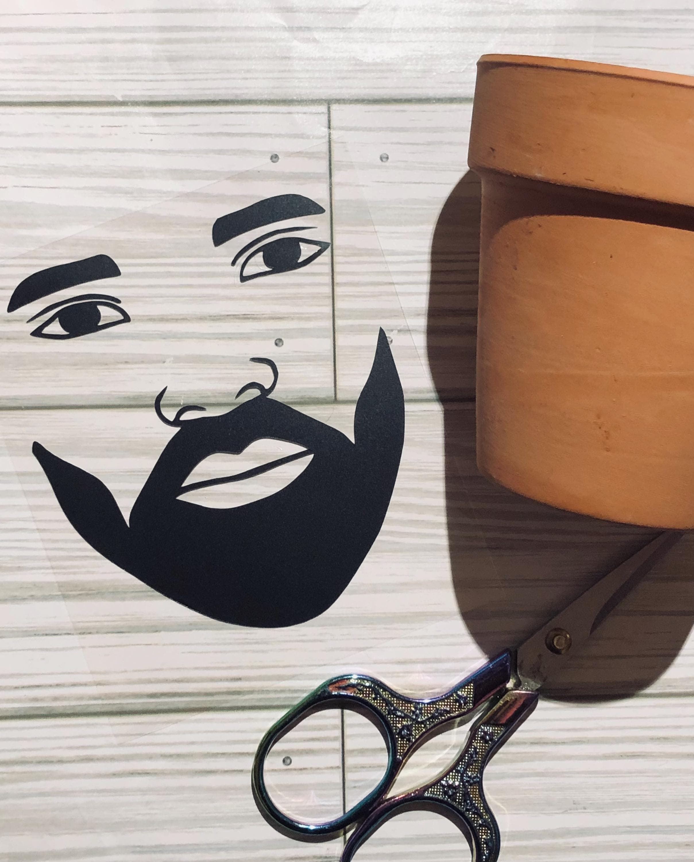 Vinyl Decal: Male Flower Pot Face/ Fishbowl DIY / Clay Pot Man Face ...