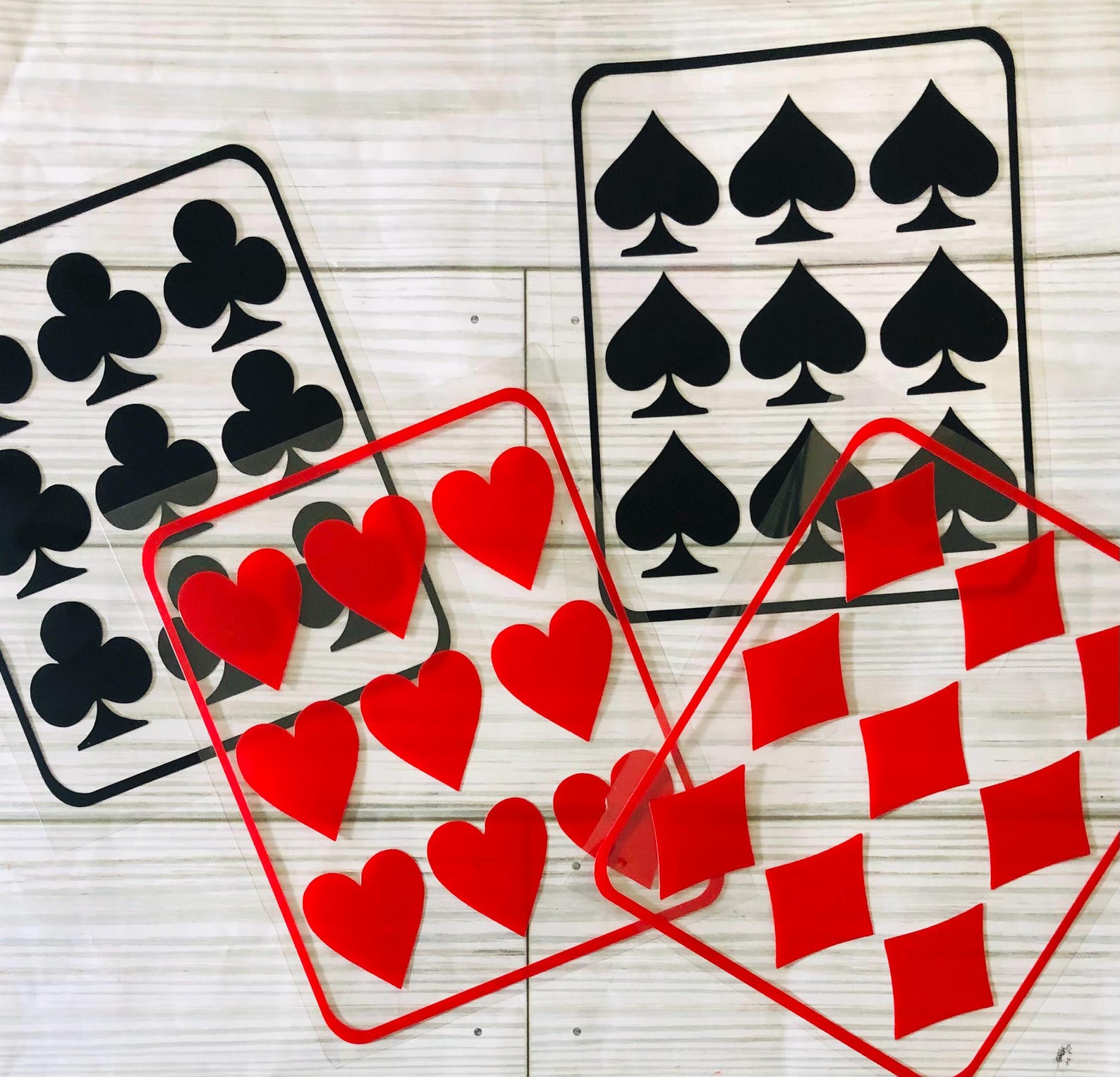 Vinyl Decal: Sheet of 9 Playing Card Suits Decals- Hearts, Diamonds ...