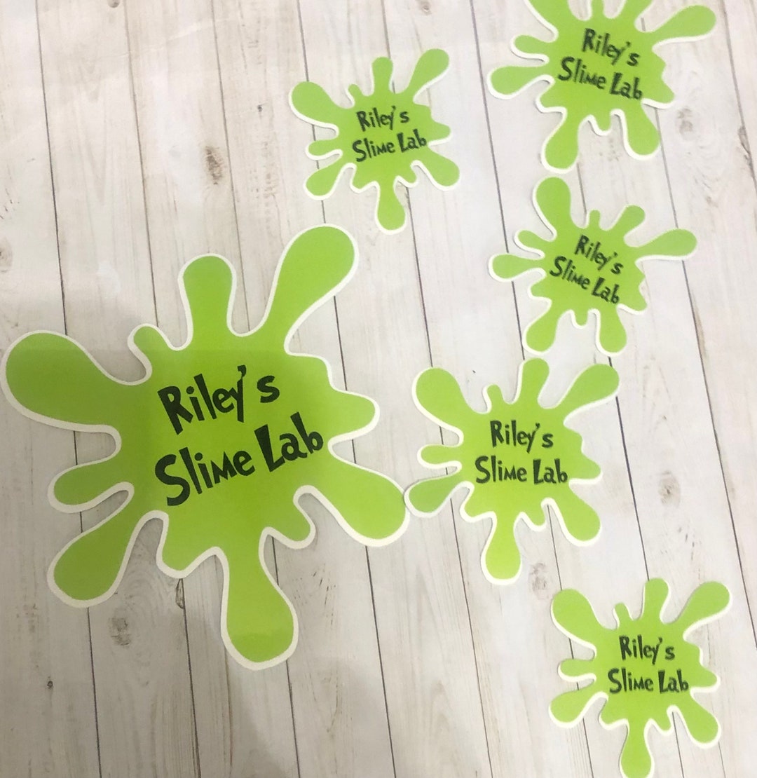 Set of 6 Splat / Slime Personalized Stickers / Party Favor Set Goodies ...
