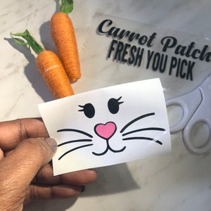 Vinyl Decal: Cute Bunny Face Vinyl Decal / Easter Craft / Easter Bunny ...