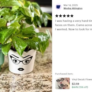 Vinyl Decal: Flower Pot Face (design CP01) / Fishbowl DIY / Clay Pot ...