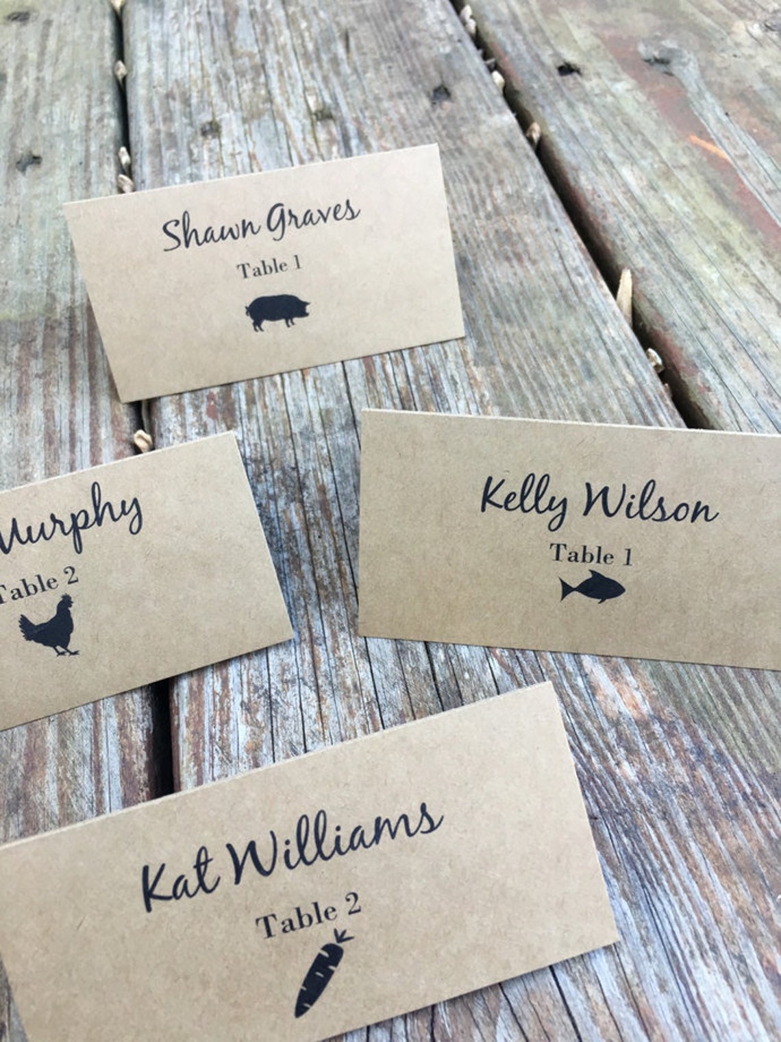 Personalized Meal Choice Folded Place Cards Set of 20 - Etsy
