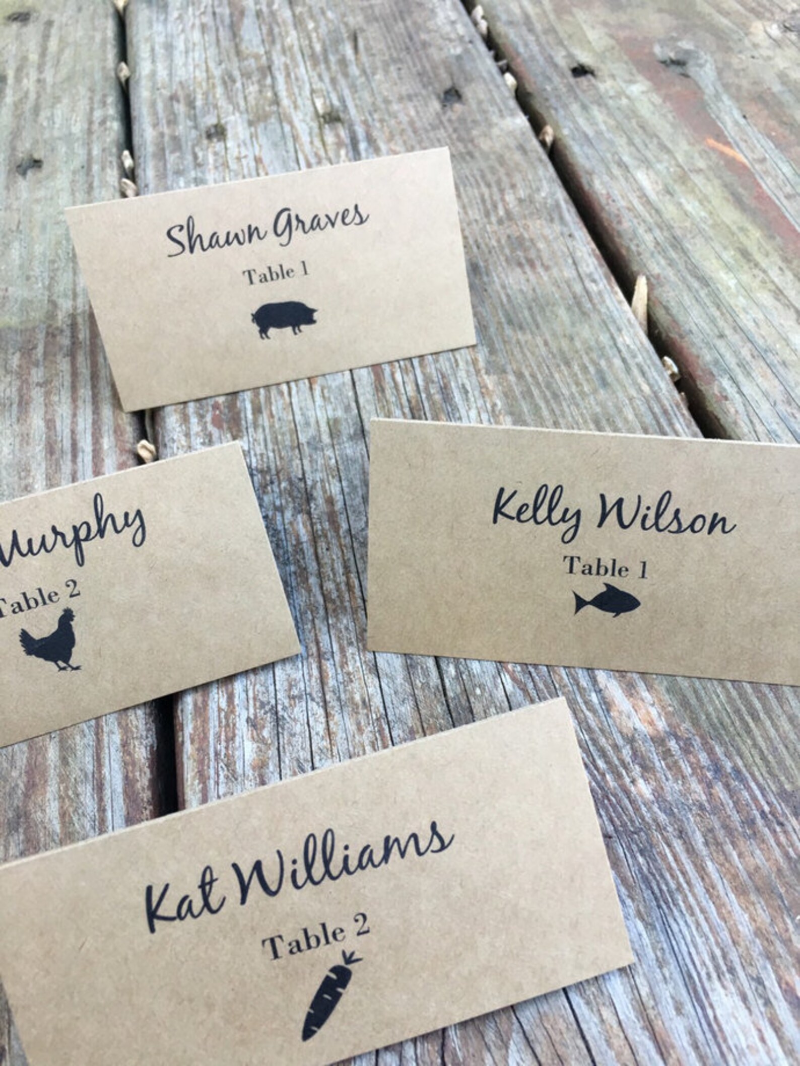 Personalized Meal Choice Folded Place Cards Set of 20 - Etsy