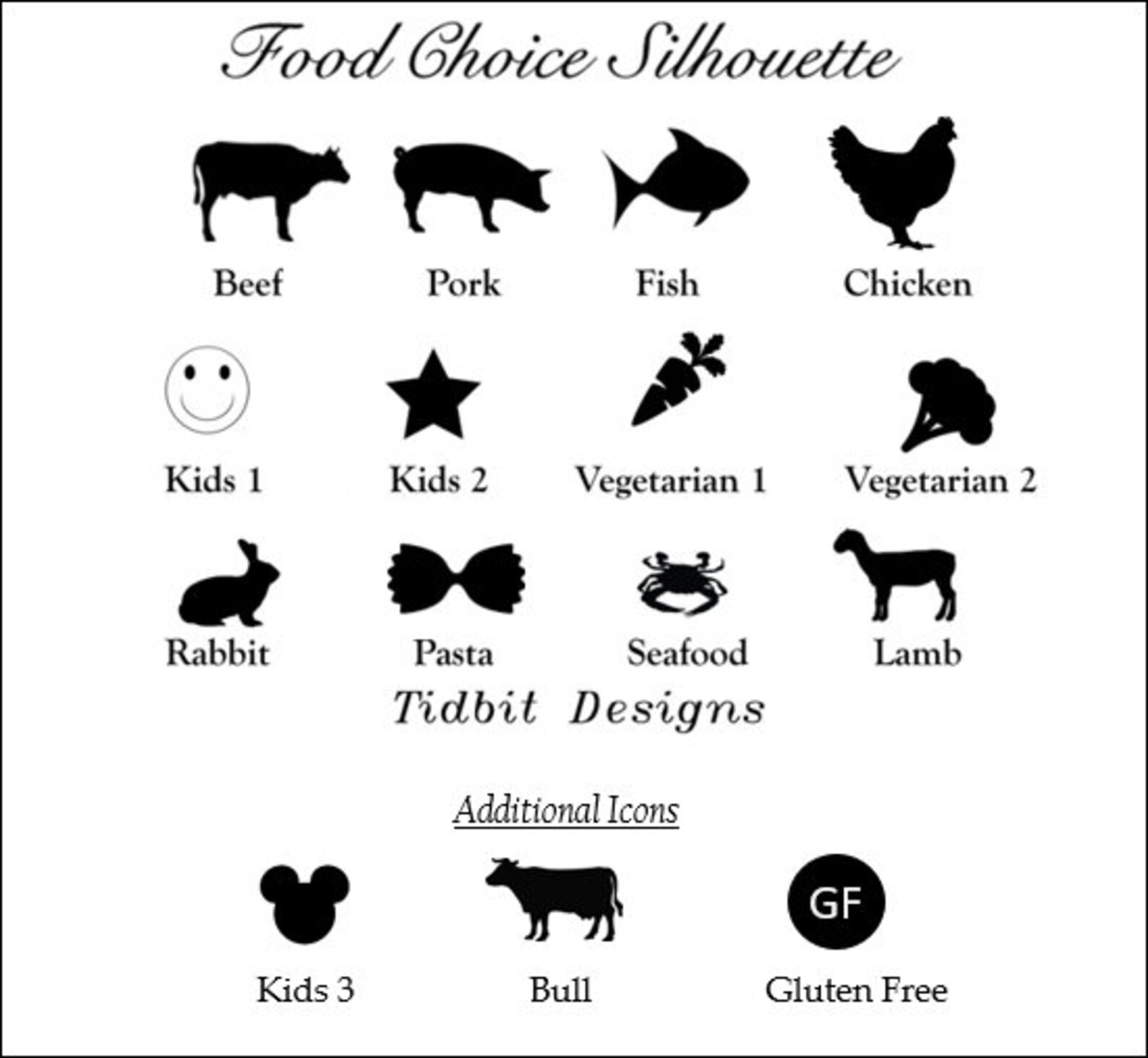 Personalized Meal Choice Folded Place Cards Set of 20 - Etsy