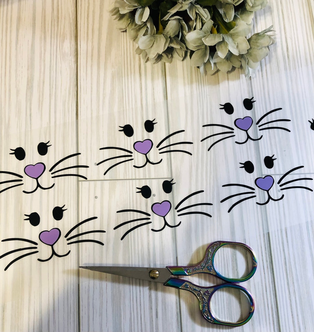 Vinyl Decal: Set of 6 Cute Bunny Face Vinyl Decals / Easter Craft ...