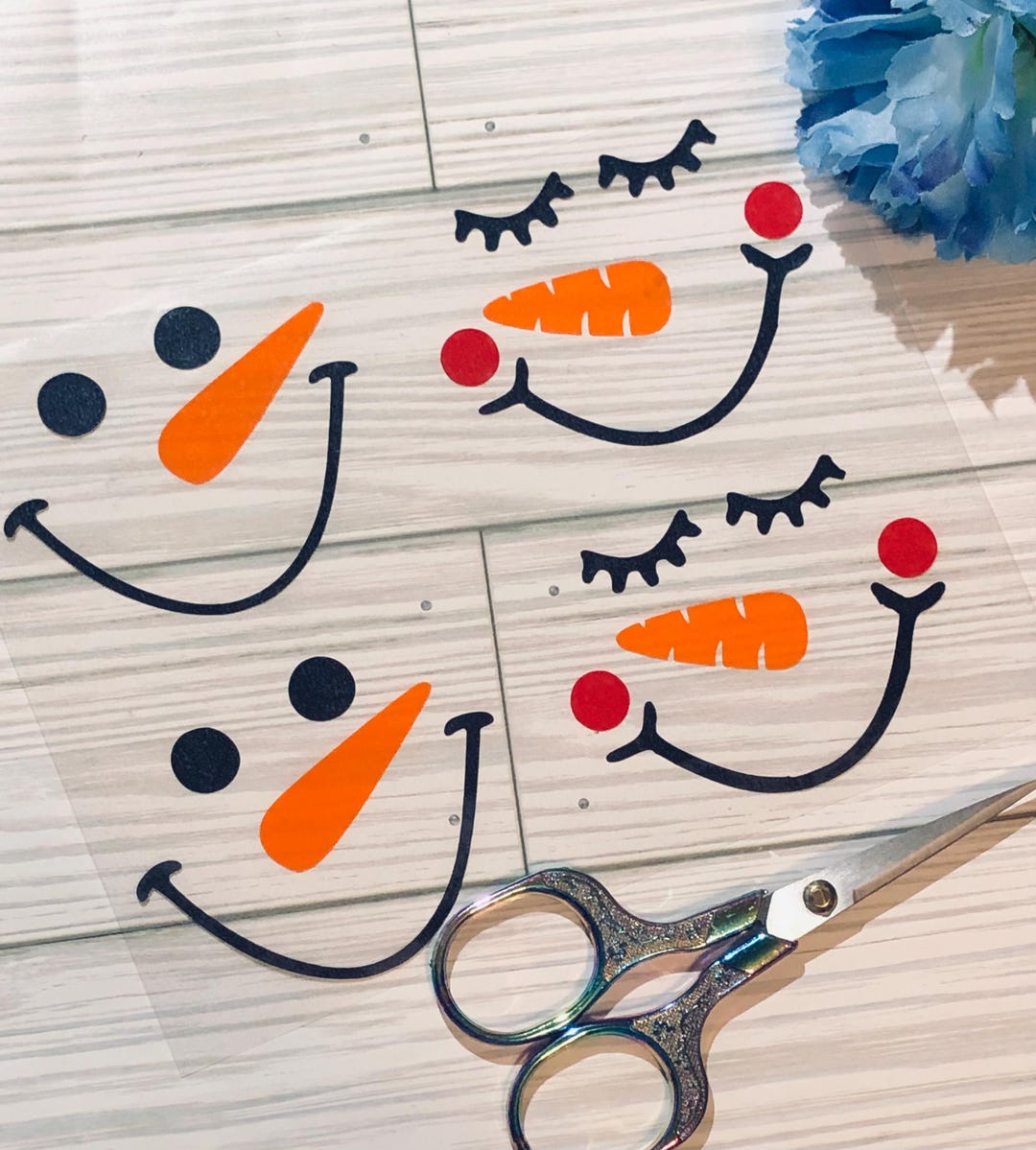 Vinyl Decal: Snowman & Snow Lady Vinyl Decals (2.50" Wide / Sheet of 4 ...