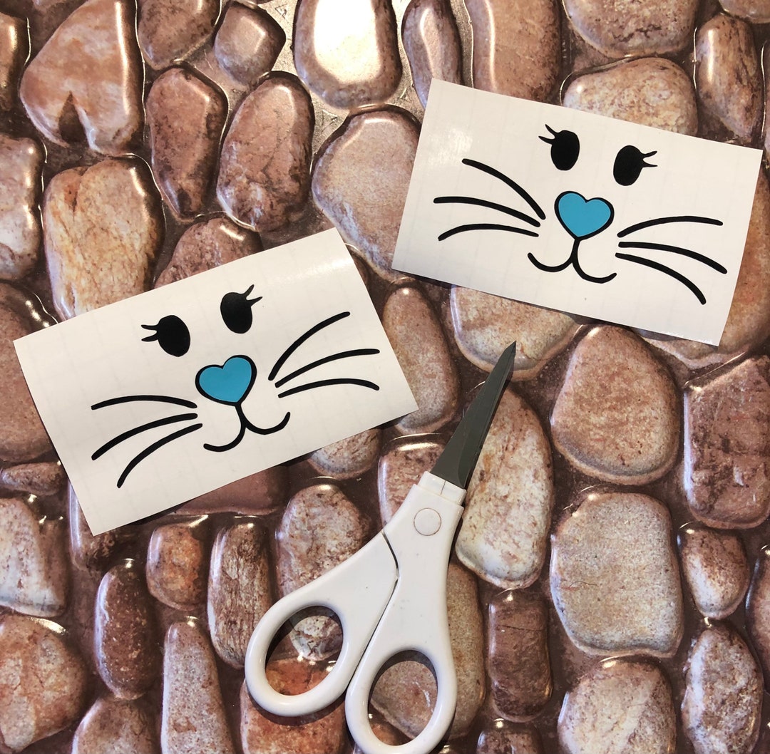 Vinyl Decal: Cute Bunny Face With Blue Nose Vinyl Decal / Easter Craft ...