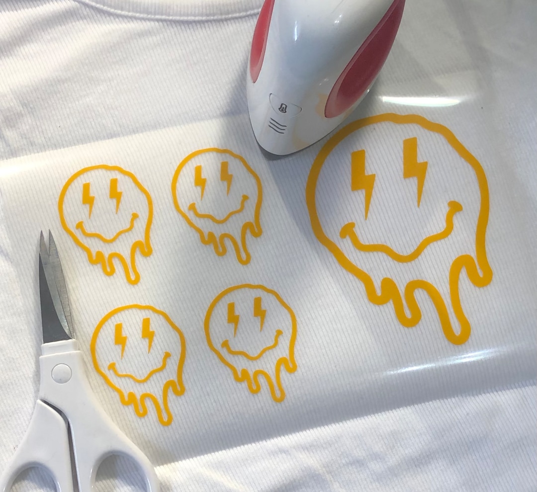 Iron on / HTV: Melting Smiley Face / Lighting Bolt Eyes Iron-on Decal ...