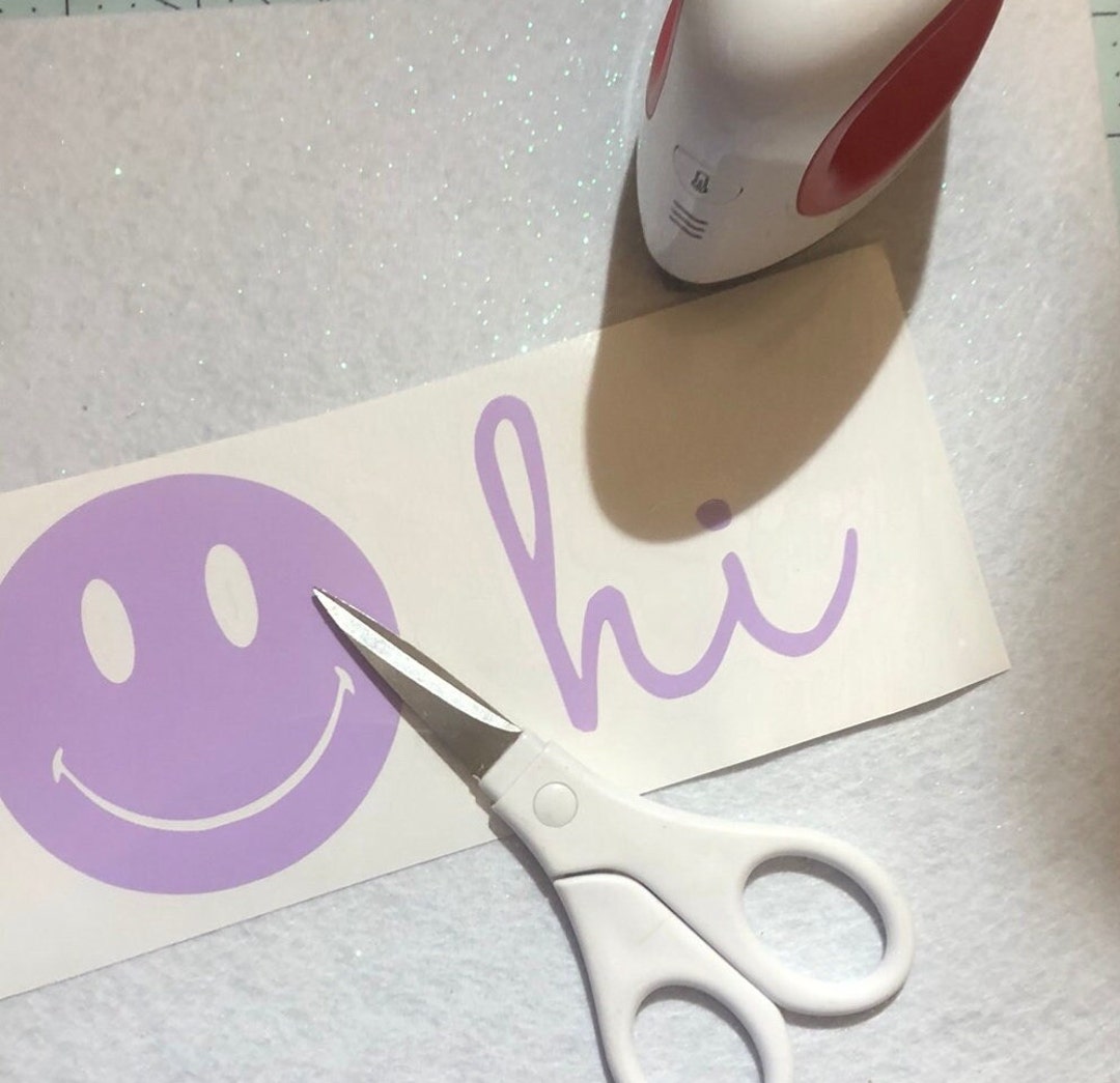 Iron on / HTV: Hi + Smiley Face Iron-on Decal / T-shirt Design/ Bag ...