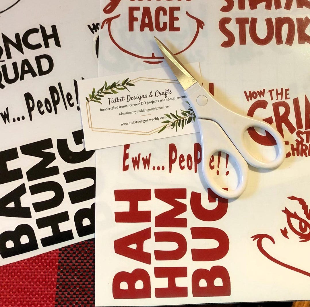 Vinyl Decal: Sheet of Christmas Bah Hum Bug/ Stink Stank Stunk and More ...