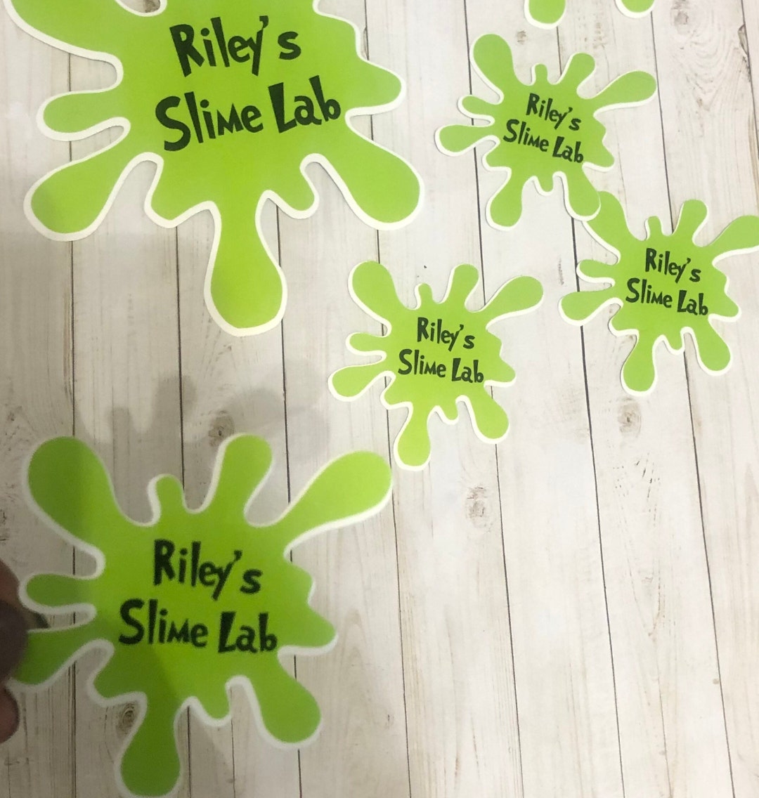 Set of 6 Splat / Slime Personalized Stickers / Party Favor Set Goodies ...