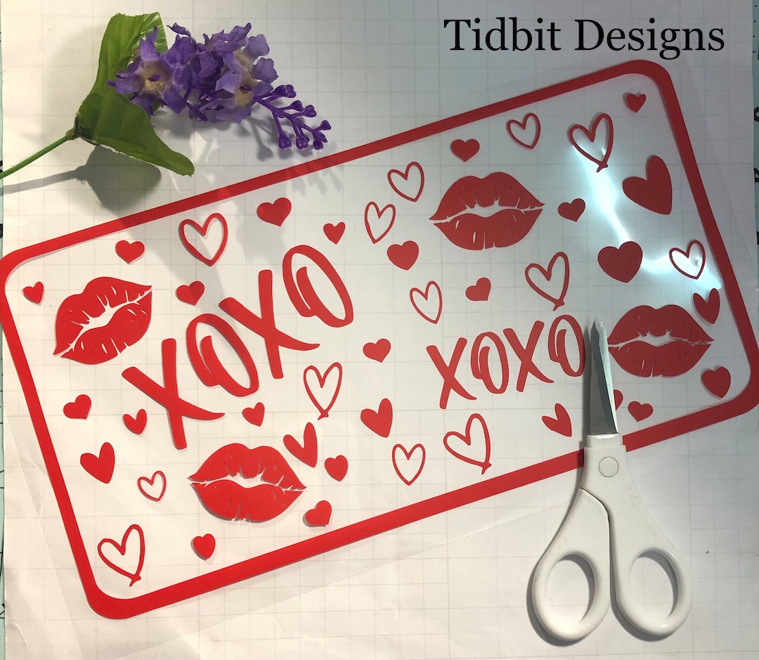 Vinyl Decal: Hugs and Kisses Sheet of Valentine Vinyl Decals Wine ...