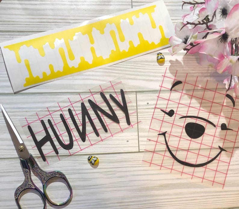 Vinyl Decal: Hunny Bear Set - Hunny, Bear Face, Bees, Dripping Honey ...