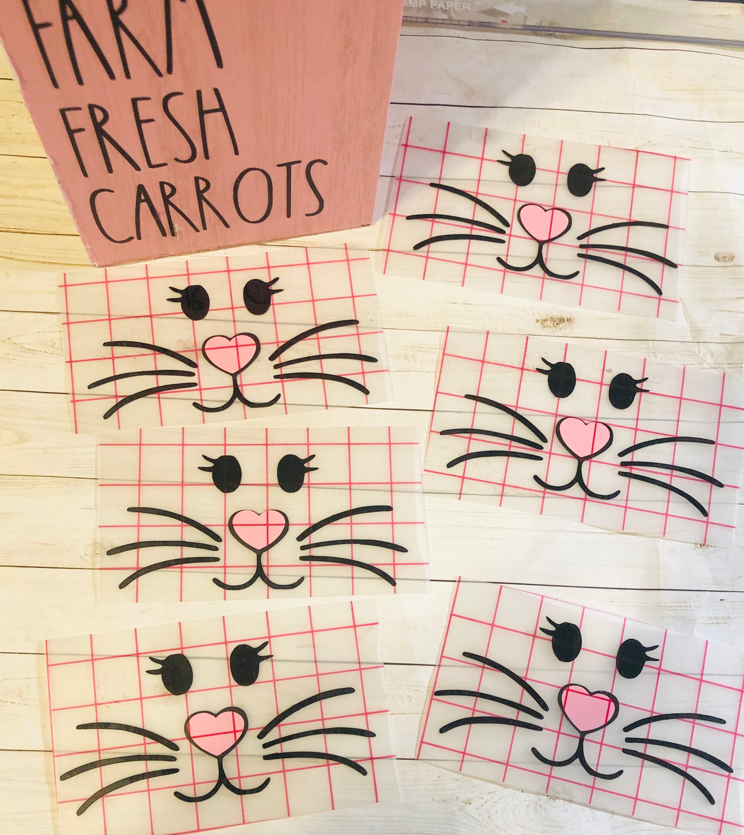 Vinyl Decal: Set of 6 Cute Bunny Face Vinyl Decals / Easter Craft ...