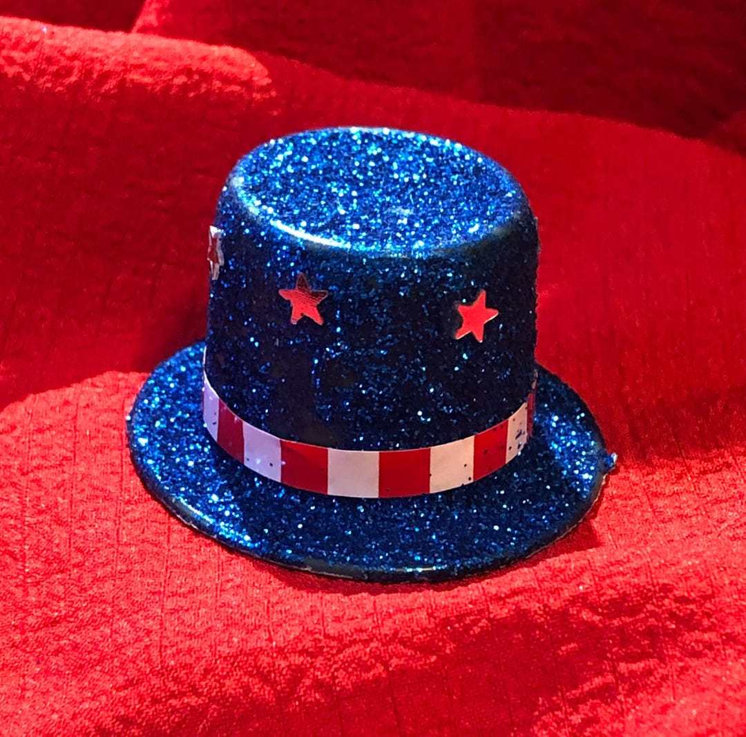 Patriotic Glitter Top Hat/ Favor Hat / Doll Hat / Table Favor / Bottle ...