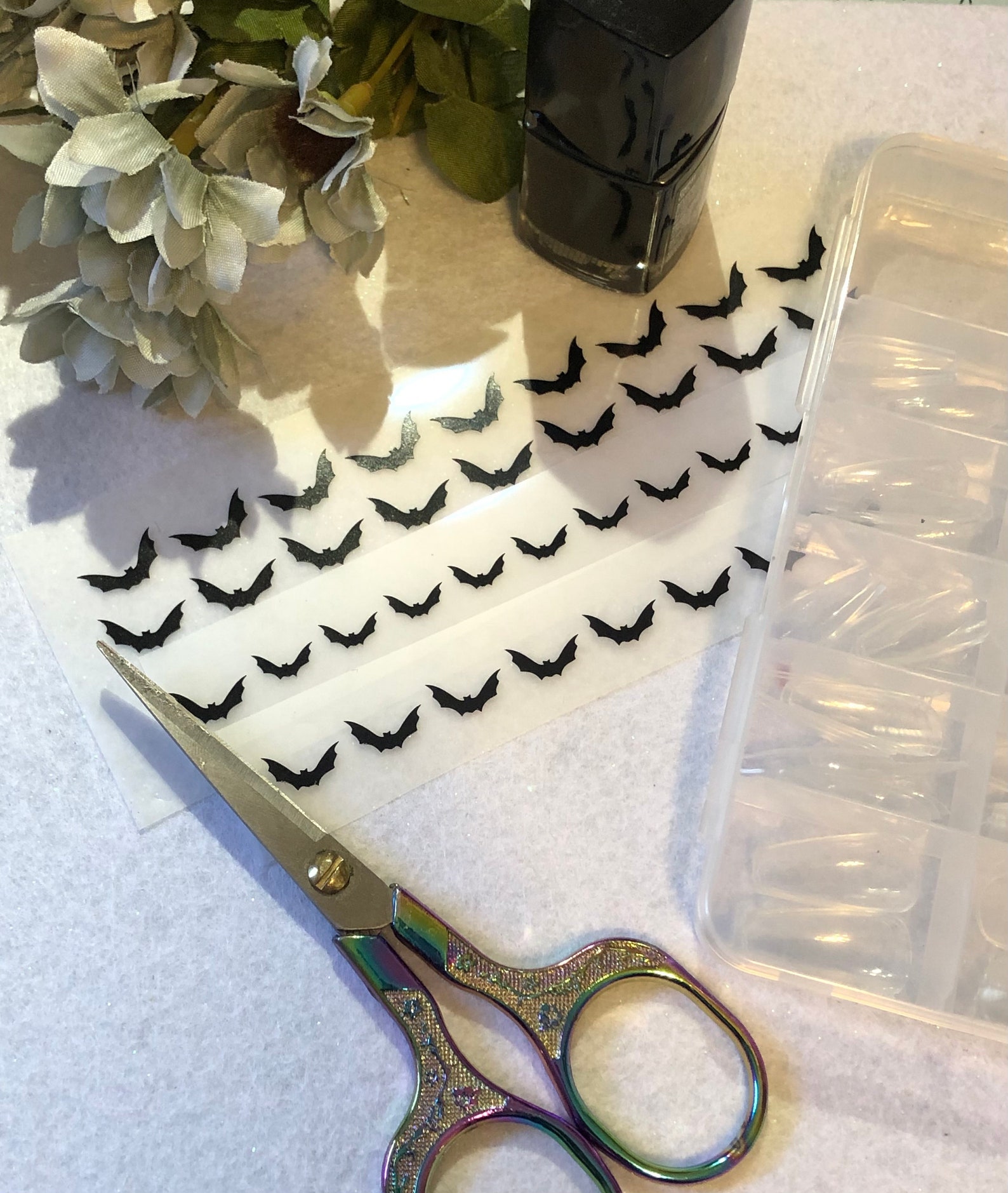 Vinyl Decal/nail Art: Sheet of 40 Bat Silhouette (mixed Sizes) Vinyl ...