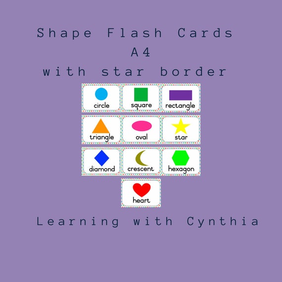 A 4 Shape Flash Cards Teacher Resource Learning for | Etsy