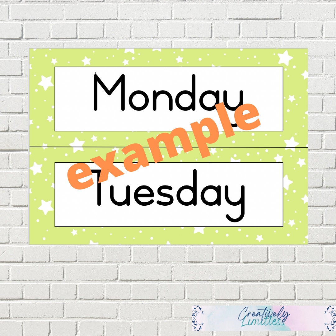 Days of the Week Classroom Resource Classroom Posters Green Star Border ...