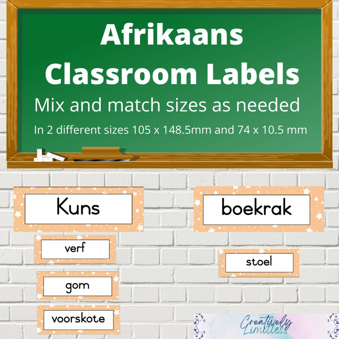 Afrikaans Classroom Labels Star Border Foundation Phase Subjects ...