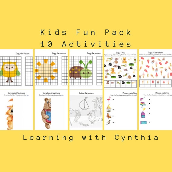 Kids Fun Pack 10 Activities Drawing Colouring Matching - Etsy