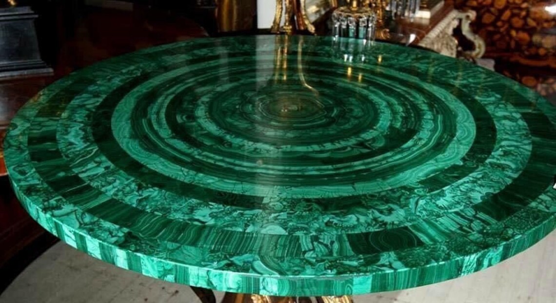 Malachite Marble Table Top Handmade / Malachite Luxury Dining Table - Etsy