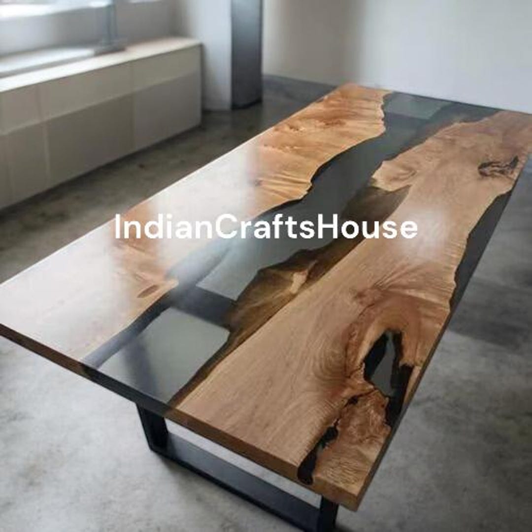 Walnut Epoxy Resin Center Table, Modern River Table Design - Etsy
