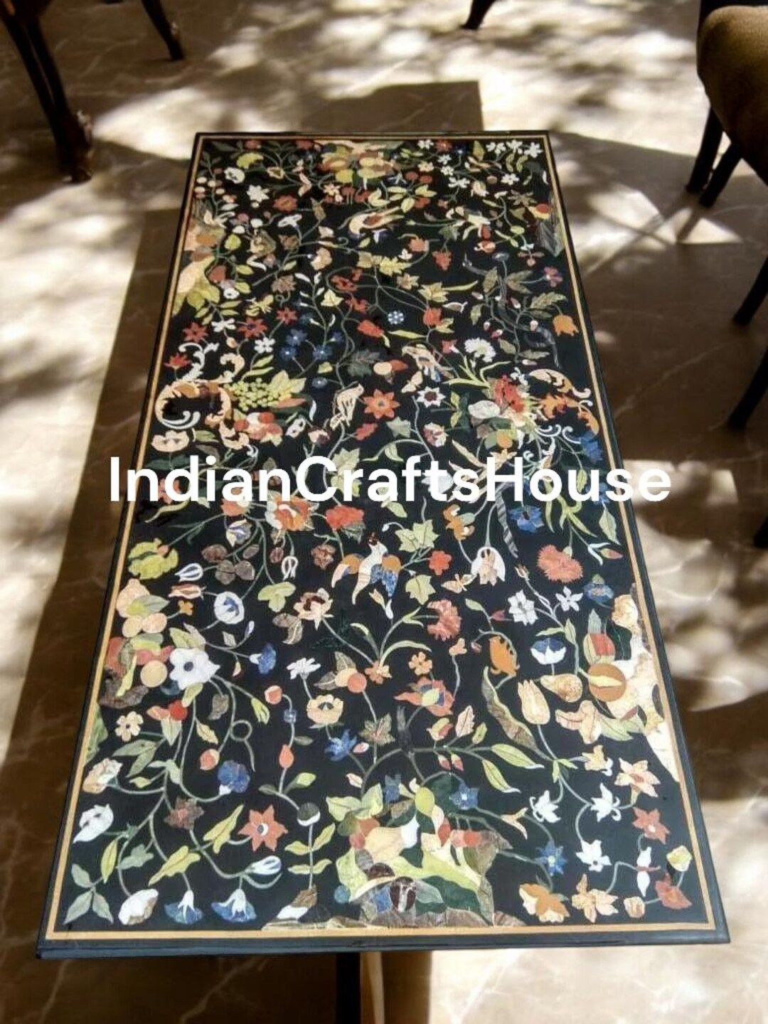 Marble Inlaid Tabletop With Semi-precious Pietra Dura Work - Unique ...