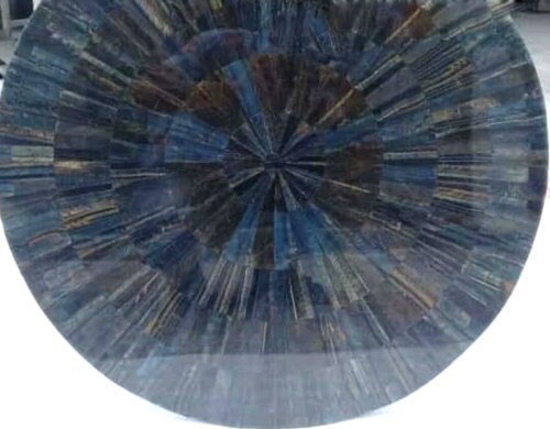 Blue Tiger Eye Round Coffee Center Table Top Handmade Work Table Top ...