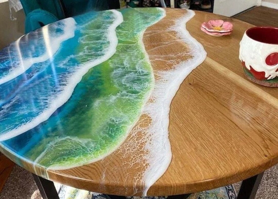Custom Round Epoxy Table Top Handmade Wooden Decor for Home or Office ...