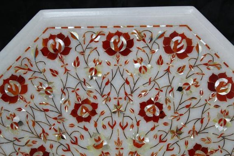 Marble Side Table Top Inlay Handmade With Semi Precious Stones Home ...