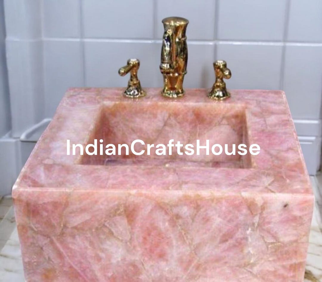Rose Quartz Wash Basin / Quartz Bathroom Sink / Rose Quartz Stones Wash ...