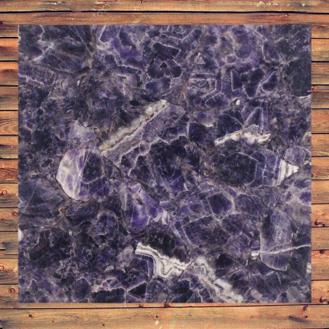 Amethyst Stones Coffee Dining Table Top Handmade Natural Stones Home ...