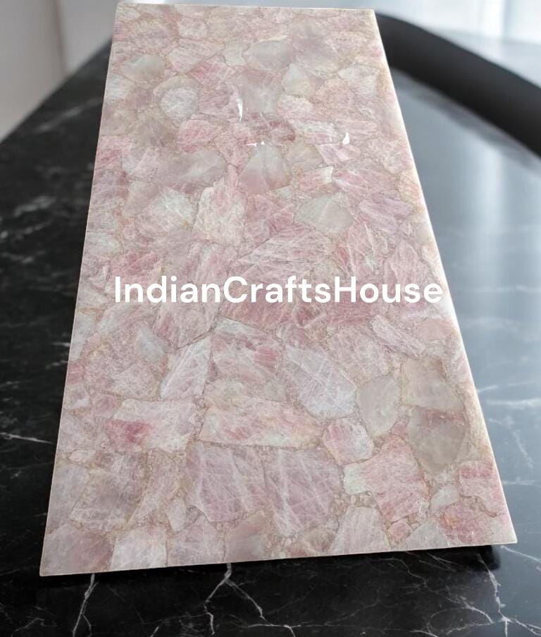 Rose Quartz Center Table Top / Pink Rose Quartz Stones Kitchen Counter ...