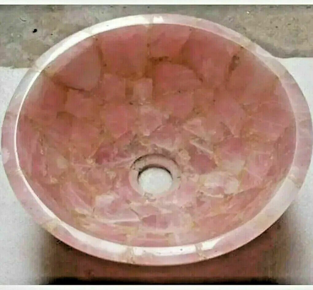 Rose Quartz Wash Basin / Pink Rose Quartz Counter Top Sink / Round Wash ...