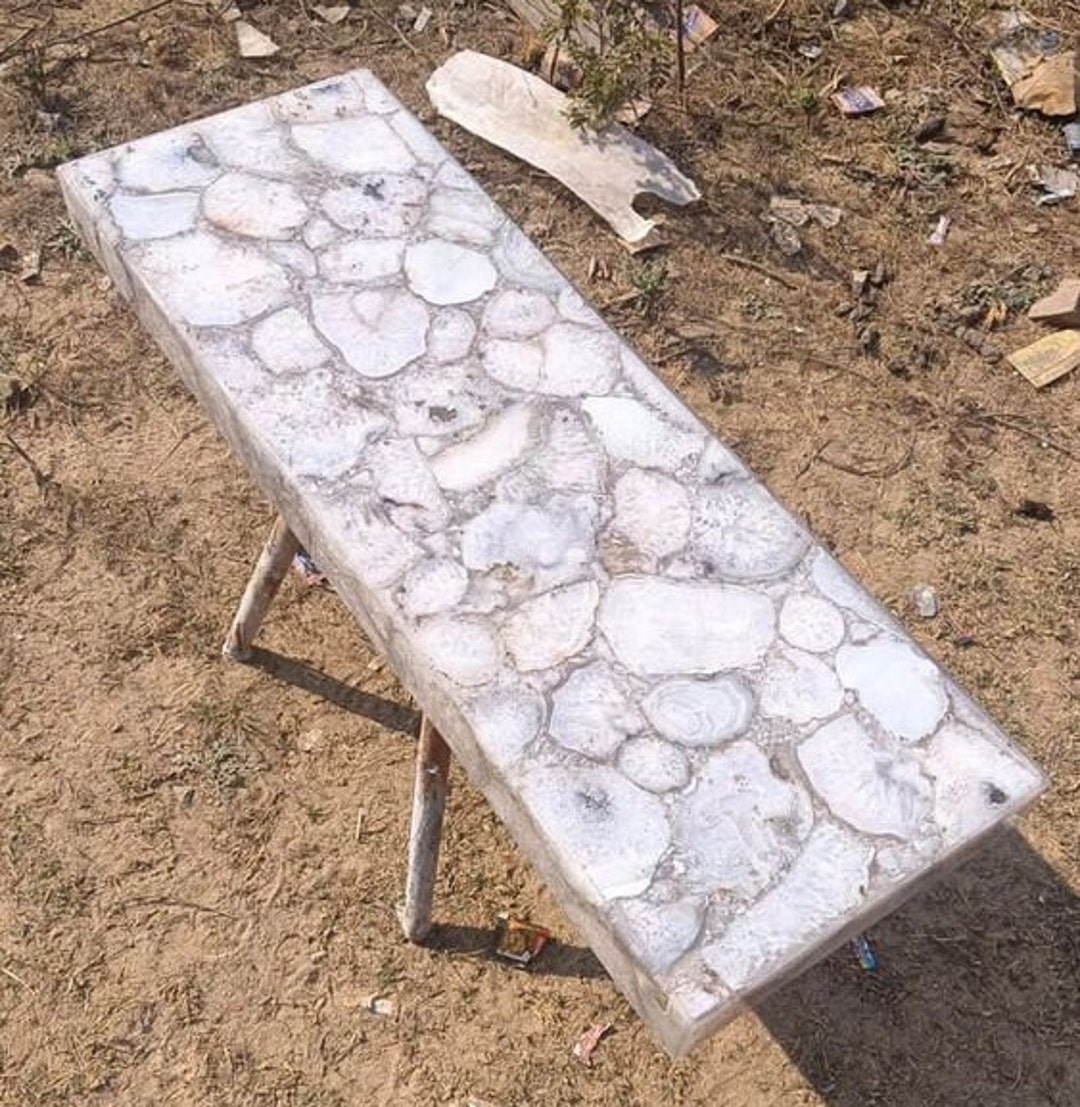 White Agate Table Top / Agate Kitchen Counter Top / White Agate Stones ...