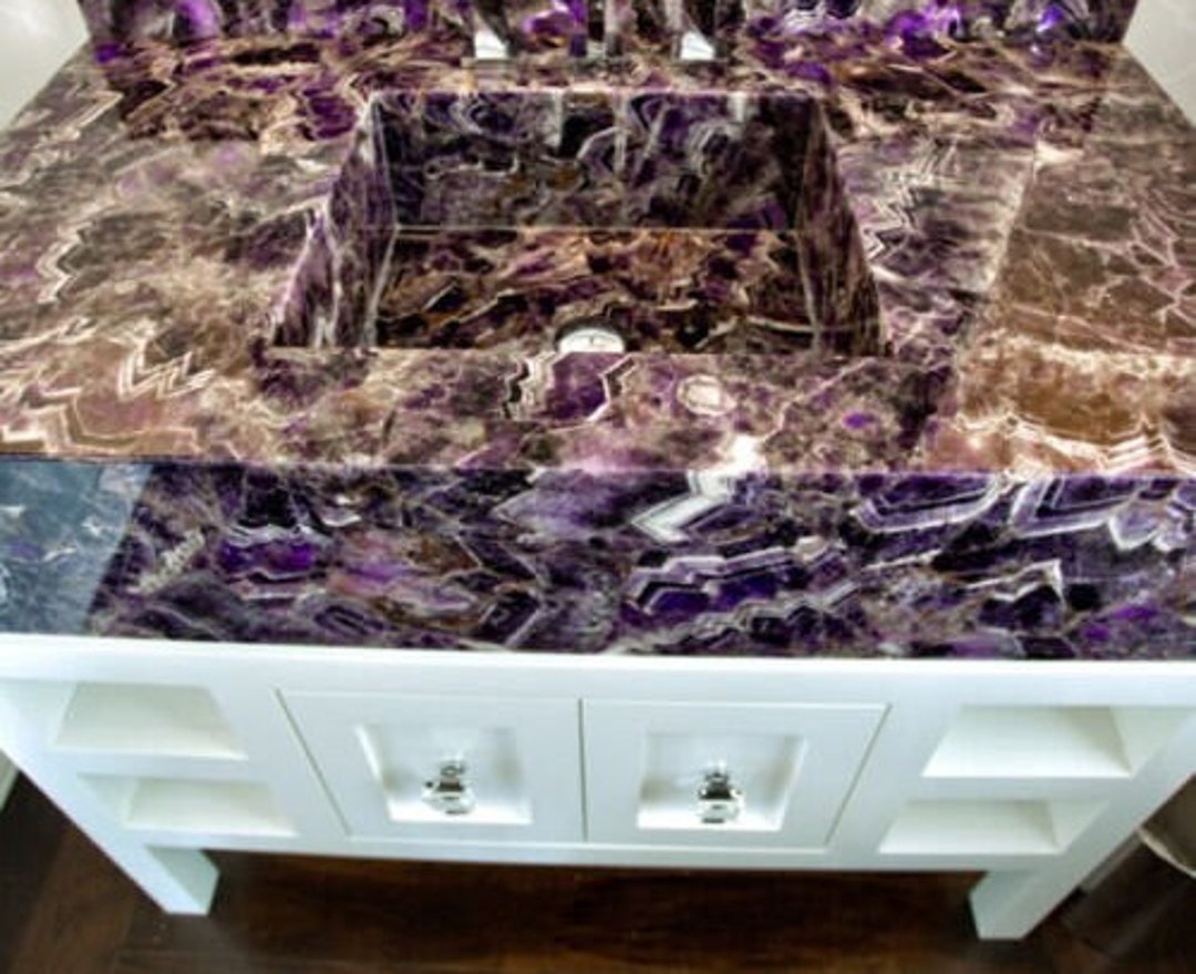 Amethyst Bathroom Wash Basin / Amethyst Bathroom Vanity Sink / Natural ...