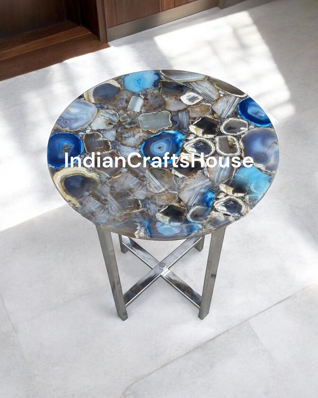 Agate Table Top Round Table, Natural Agate Table, Brown Agate Table Top ...